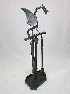 Forged Wrought Iron Dragon Fire Tool Set | Bushere & Son Iron Studio Inc.