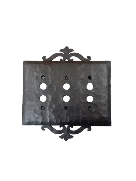 Spanish Scroll Iron Triple Push Button Switch Plate EPH226 | Bushere ...